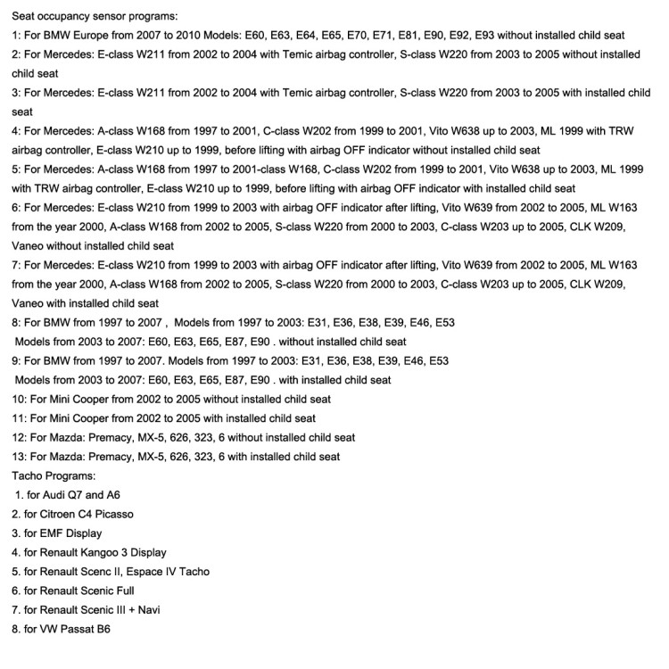 SQU OF68 Universal Car Emulator Signal Reset Immo / Tacho Programs ...