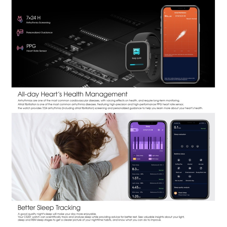 CS201 1,3 pouce TFT Color Screen Smart Watch Smart Smart, Support ...