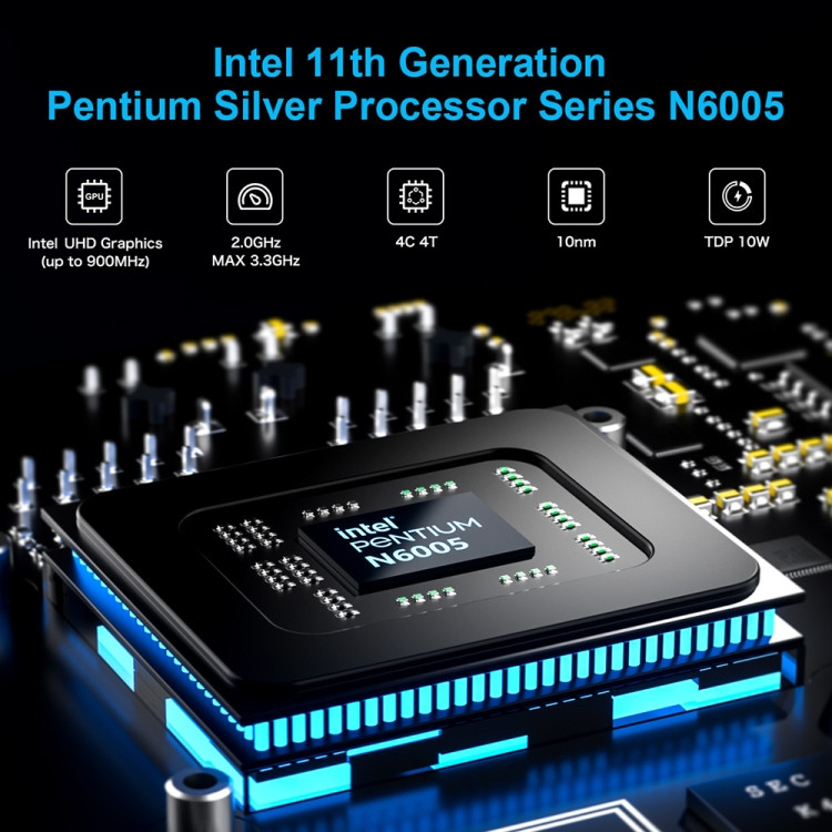 Mini PC GMK KB7 Windows 11 Pro, 16 Go + 512 Go, Intel Pentium Silver N6005 Quad Core, prise en ...