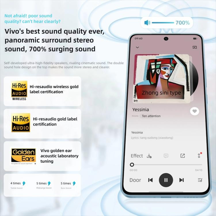 Vivo Y500, 8 Go + 128 Go, 6,77 pouces, Android 15, OriginOS 5, Dimensity 7300 Octa Core, OTG ...