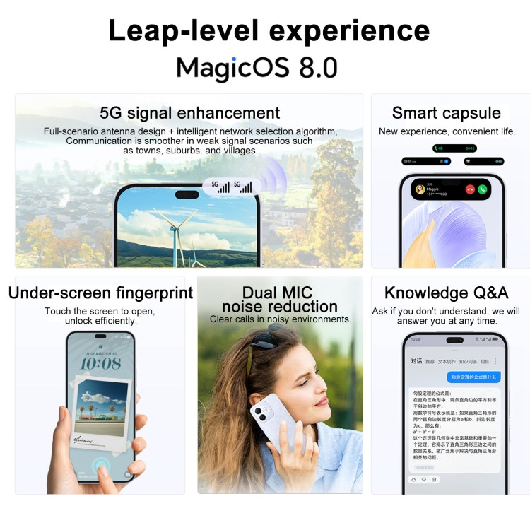 Honor X60i, 8 Go + 256 Go, écran empreinte digitale, 6,7 pouces MagicOS 8.0 Dimensity 6080 Octa ...