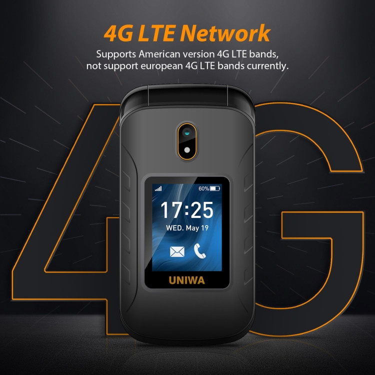 Uniwa v909T Flip téléphone, 2,8 pouces + 1,77 pouce, Unisoc Tiger T107 ...