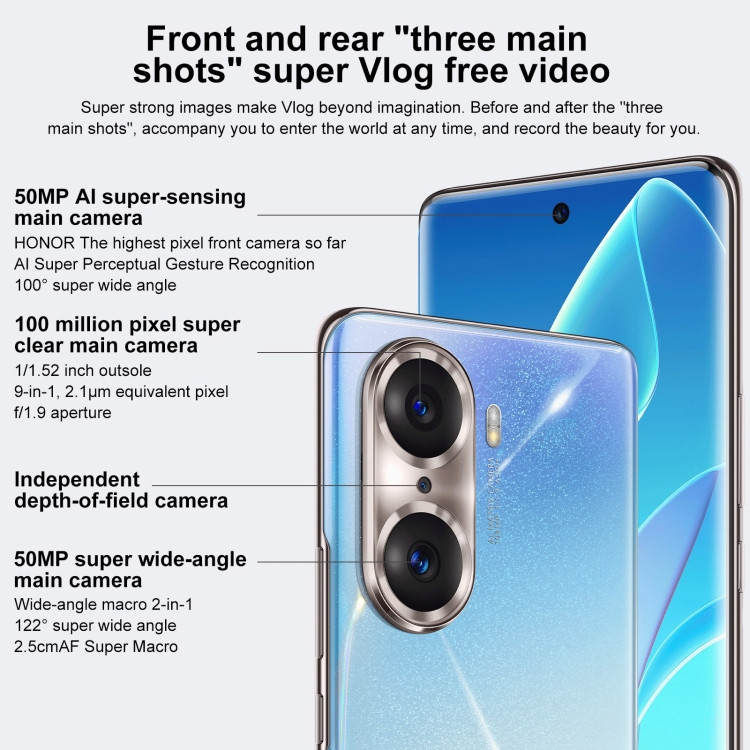 Honor 60 Pro 5G TNA-AN00, appareils photo 108MP, 8 Go + 256 Go, version chinoise, Caméras triple ...
