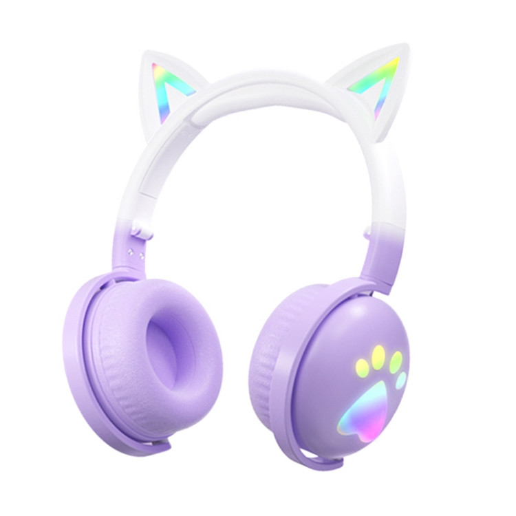 KE28 RGB Cute Cat Ears Bluetooth Casque de musique sans fil avec micro ...