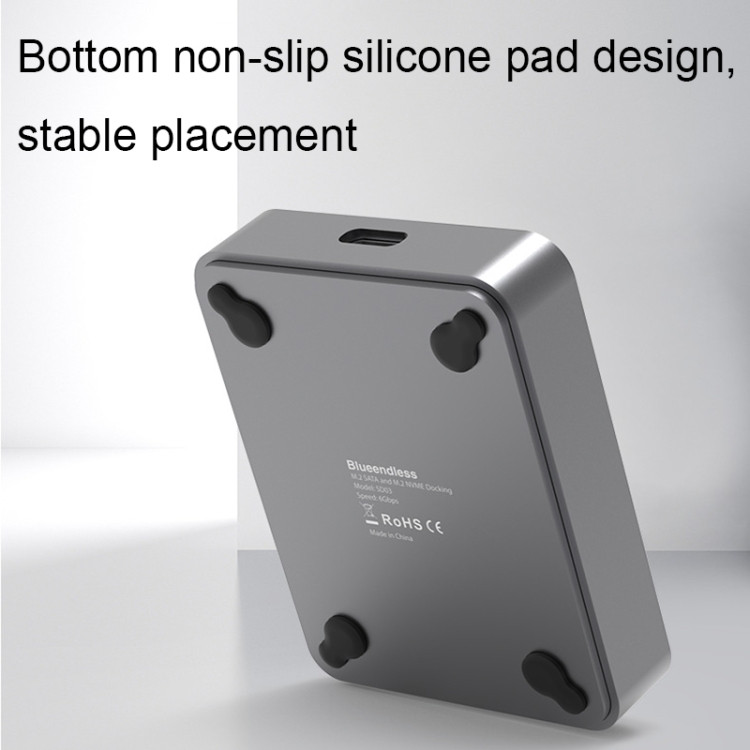 Blueendless SD03 M.2 SATA/NVME Base de disque dur à semi-conducteurs à double protocole (gris)